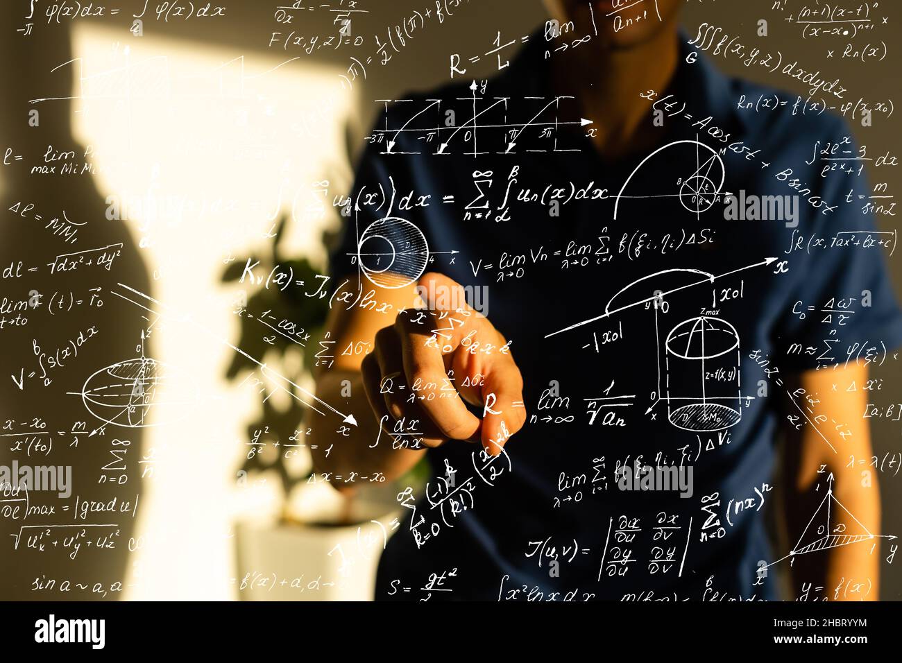 An image of a series of mathematical expressions and a hand pointing a ...