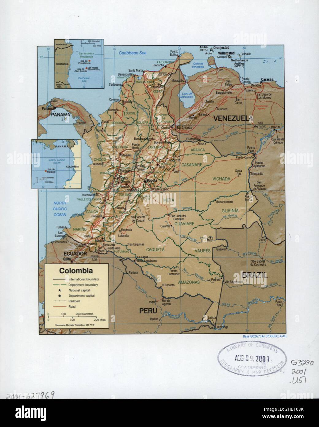 Map of Columbia ca. 2001 Stock Photo - Alamy