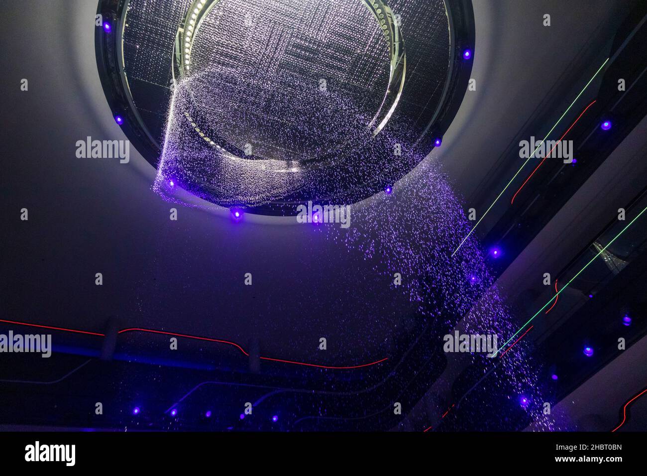 Shot of digital waterfall installation Stock Photo - Alamy