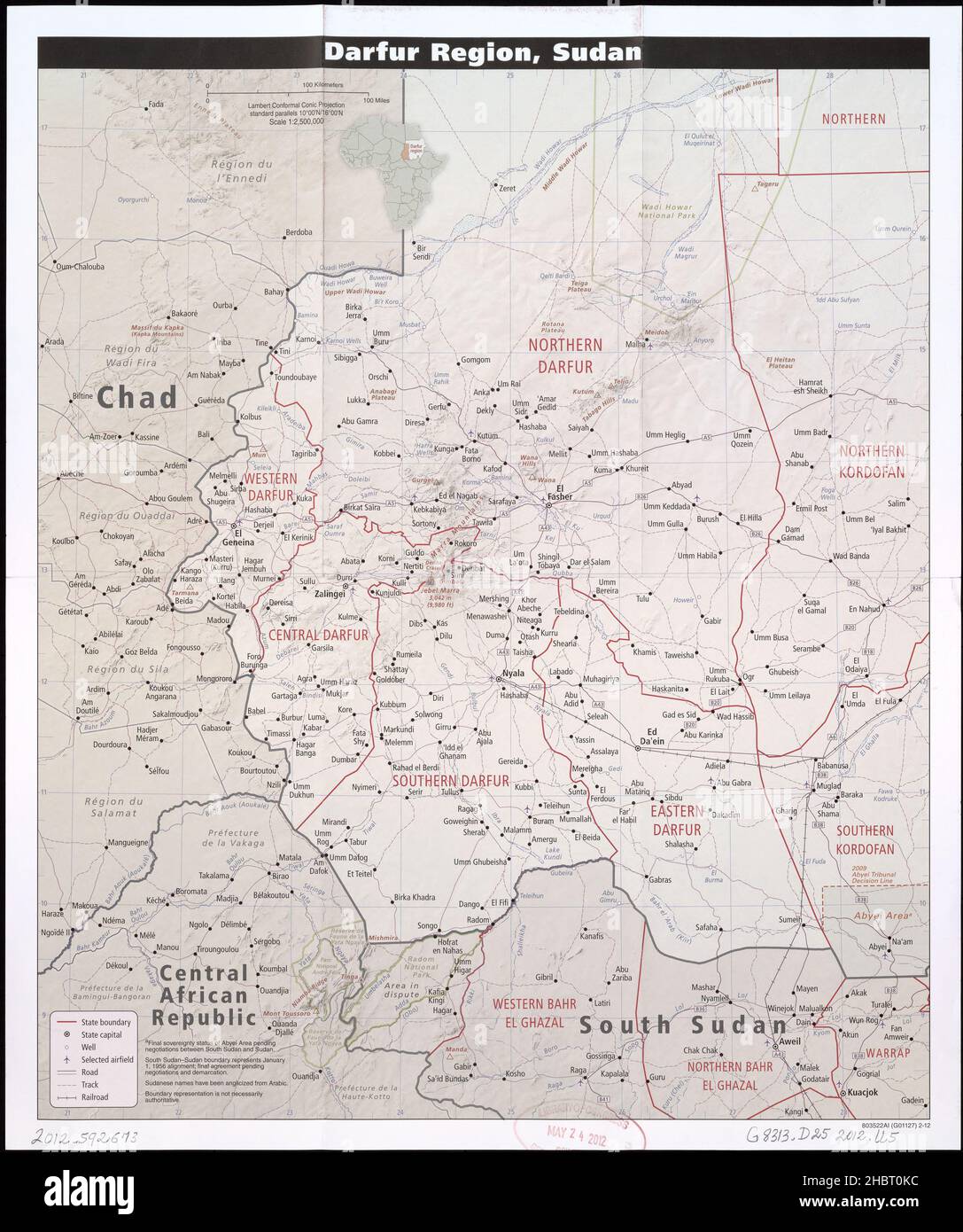 Map of the Darfur Region of Sudan ca. 2012 Stock Photo - Alamy