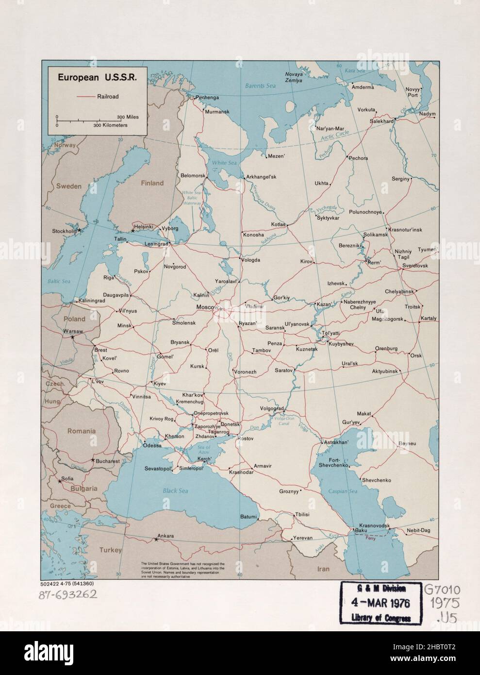 Map of European U.S.S.R. ca. 1975 Stock Photo - Alamy