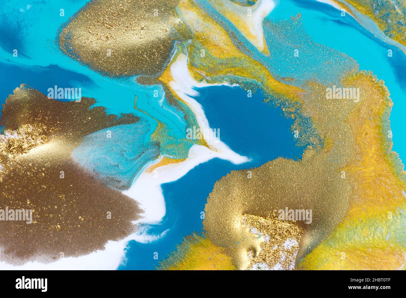 Abstract liquid paints with gold dust texture Stock Photo - Alamy
