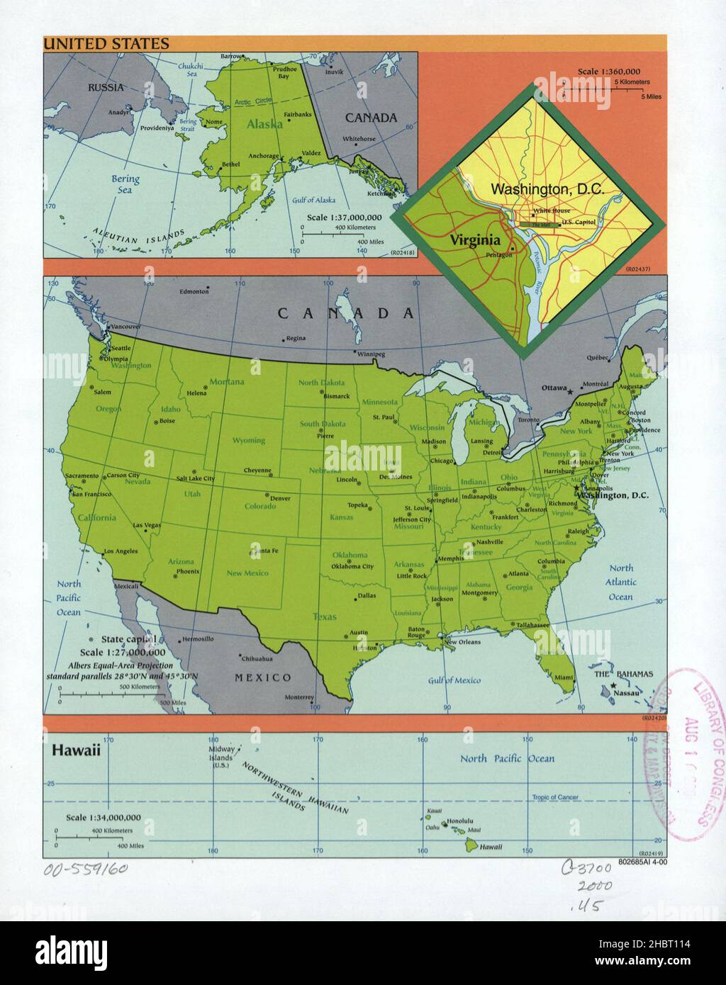 Map of the United States ca. 2000 Stock Photo - Alamy