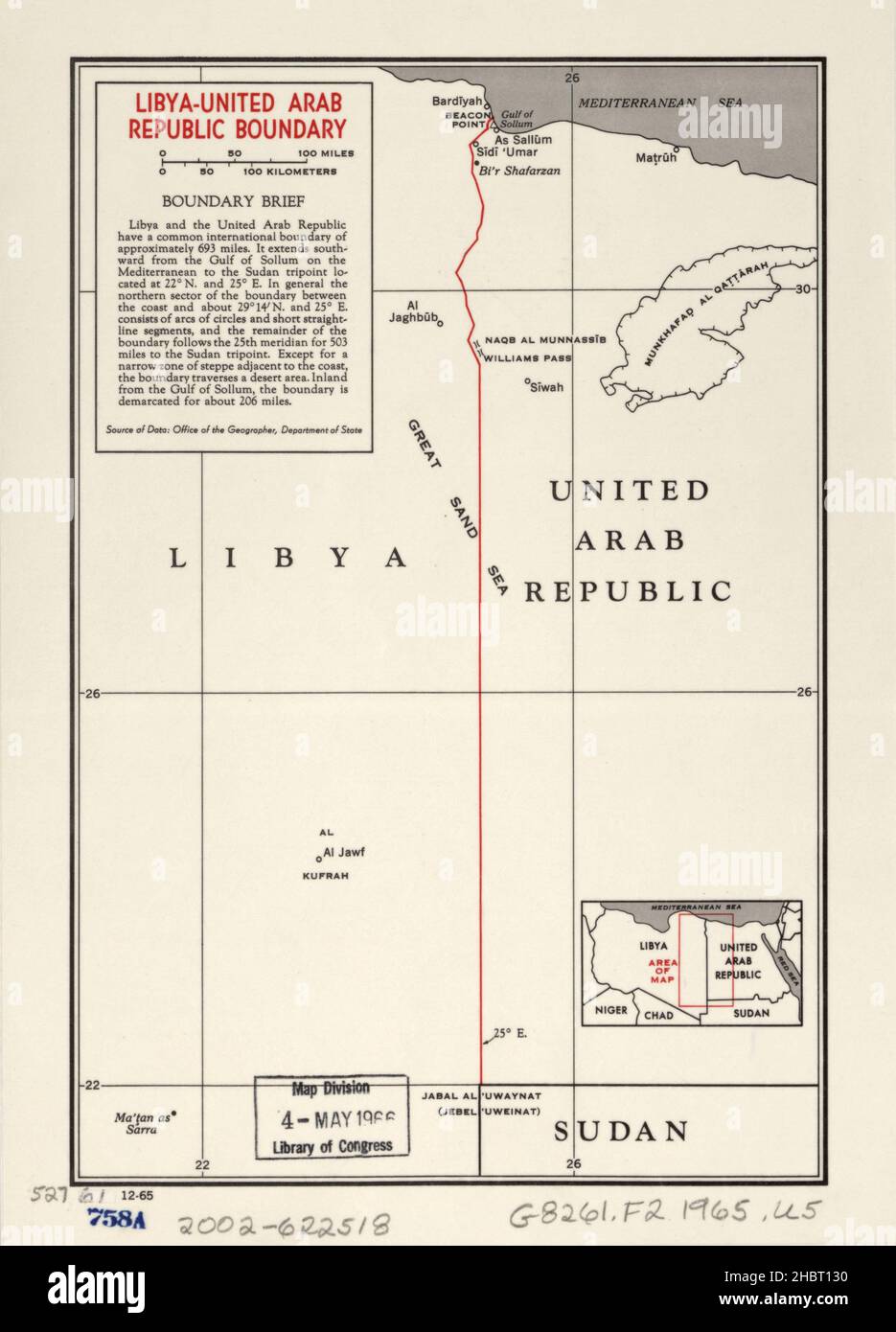 United arab republic and libya border map hi-res stock photography and ...