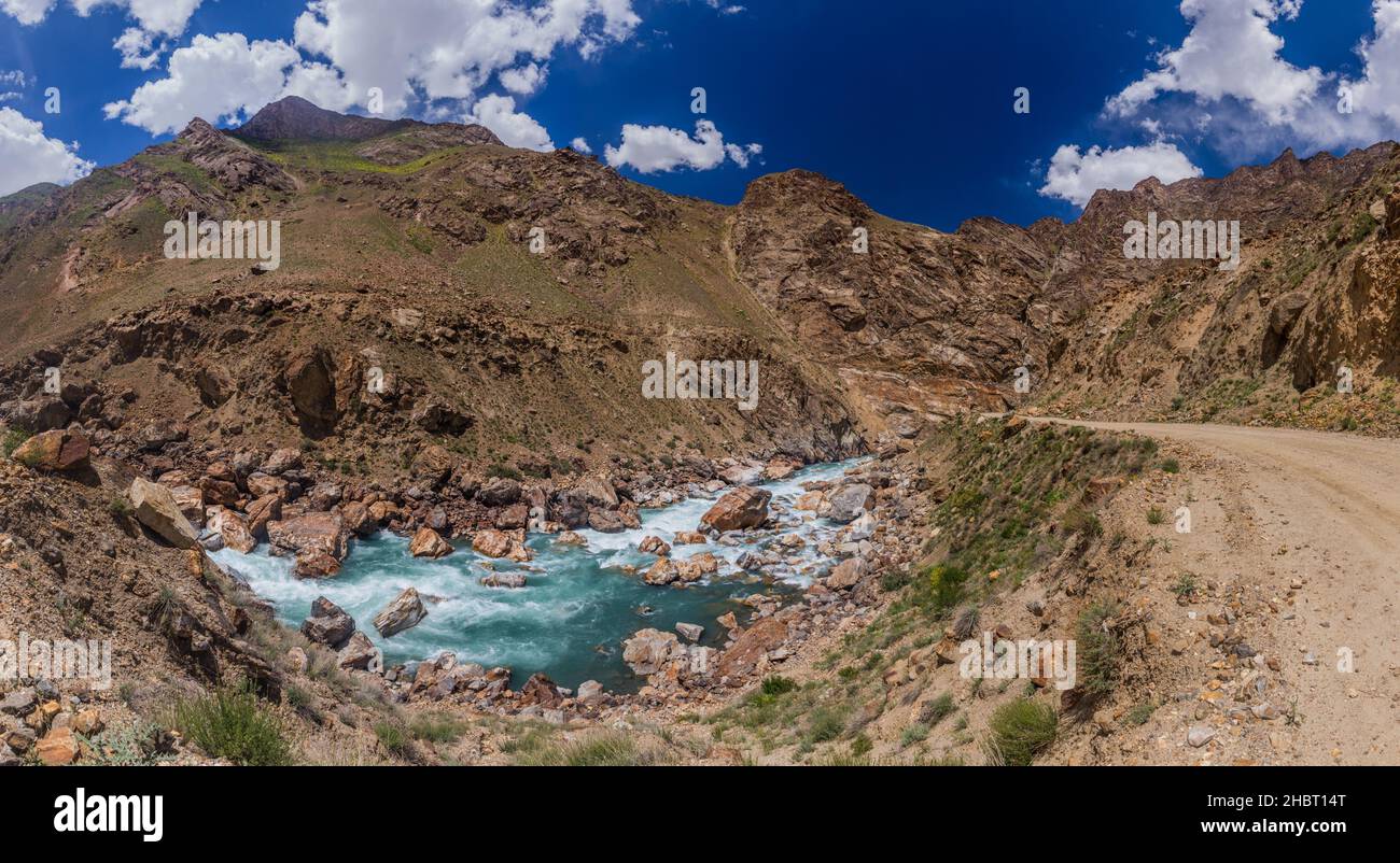 Panj river in Wakhan valley between Tajikistan and Afghanistan Stock ...
