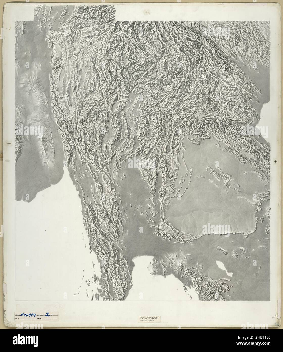 Vintage maps: Southeast Asia map using Swiss ridge and valley ...