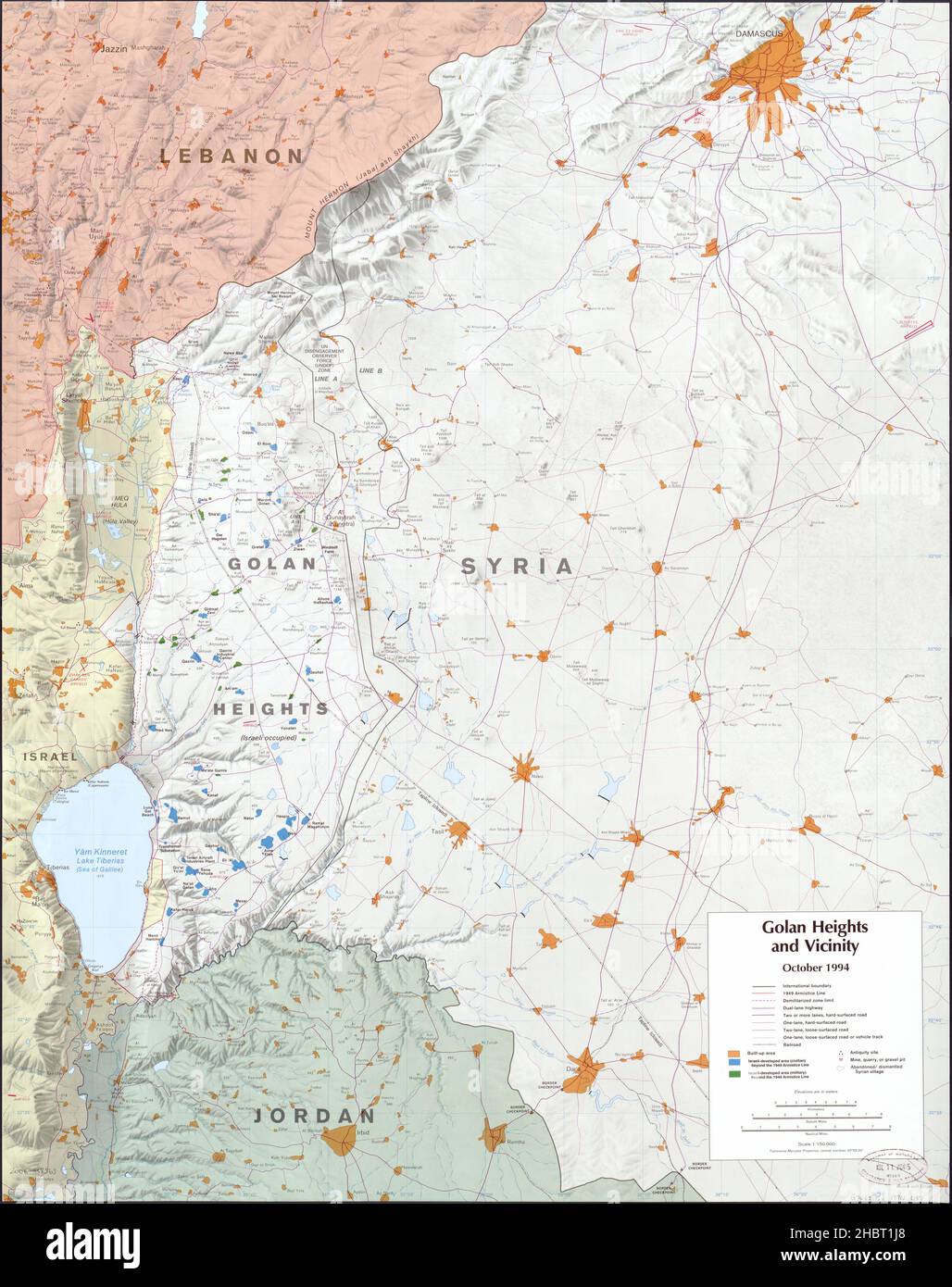1994 golan heights map hi-res stock photography and images - Alamy
