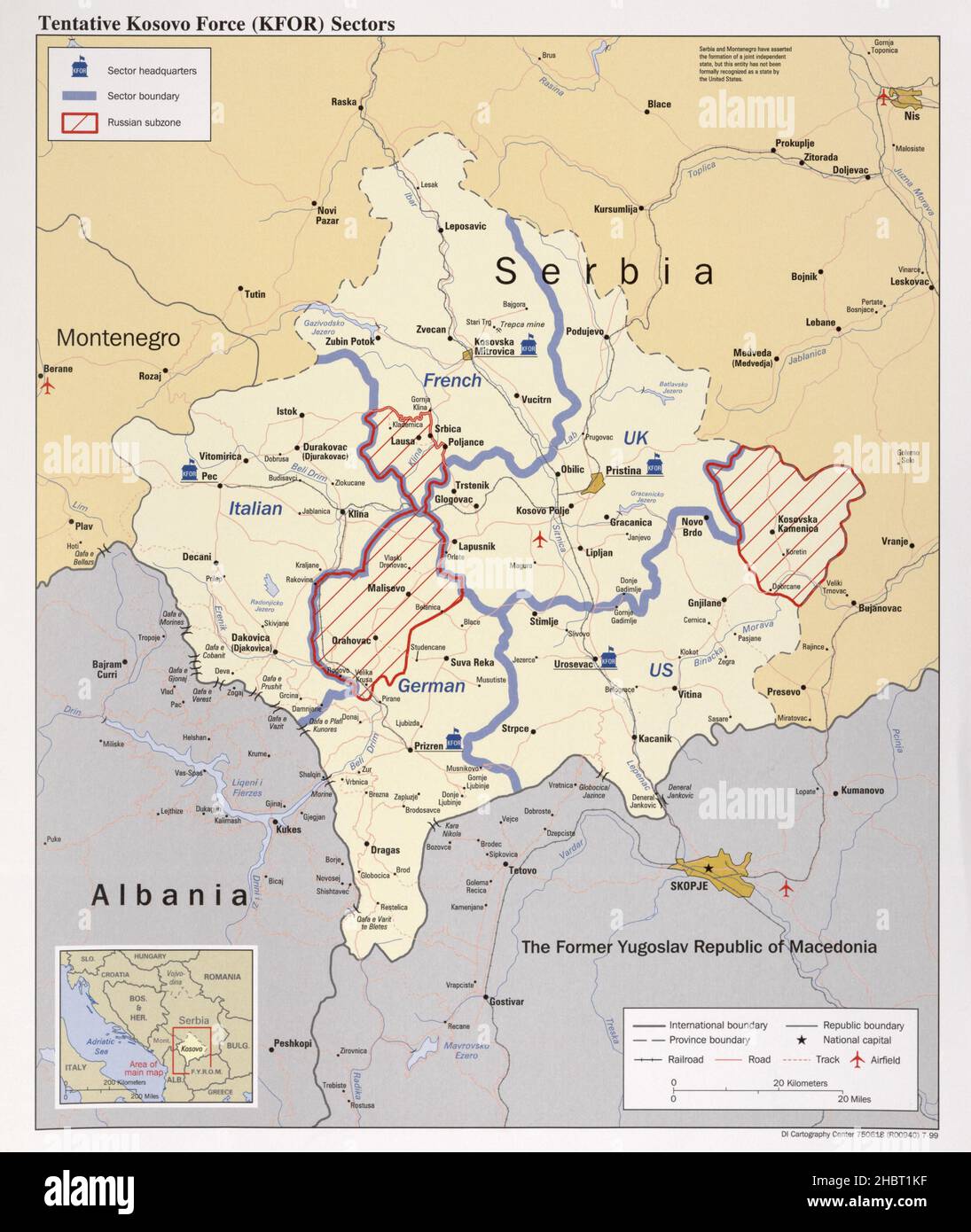 1999 kosovo forces sectors map hi-res stock photography and images - Alamy