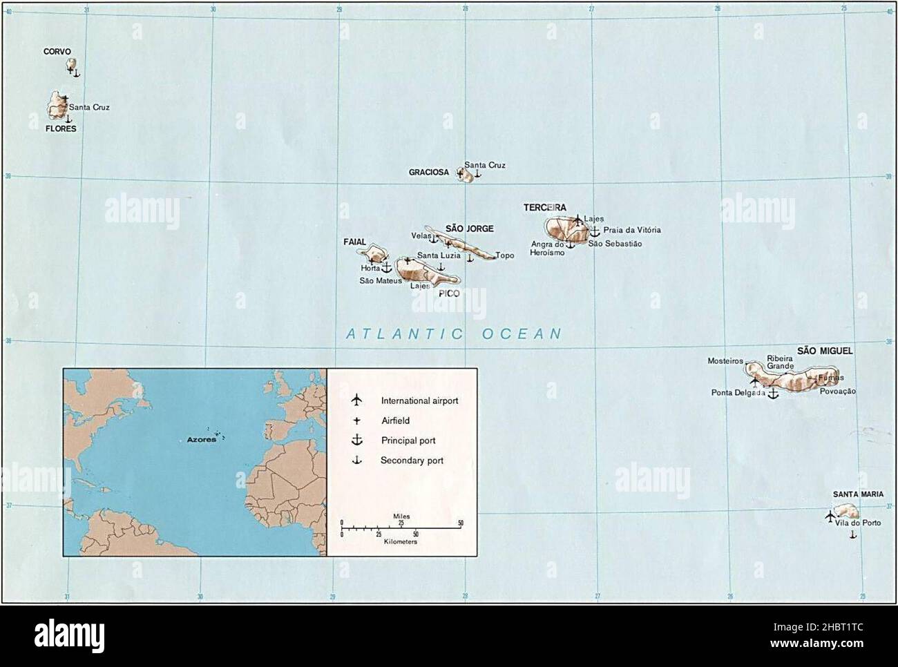 Map of the Azores (unknown date Stock Photo - Alamy