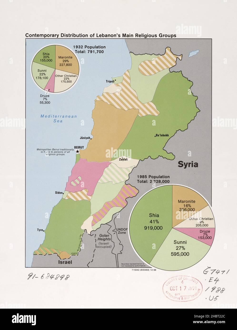 1988 lebanon map hi-res stock photography and images - Alamy