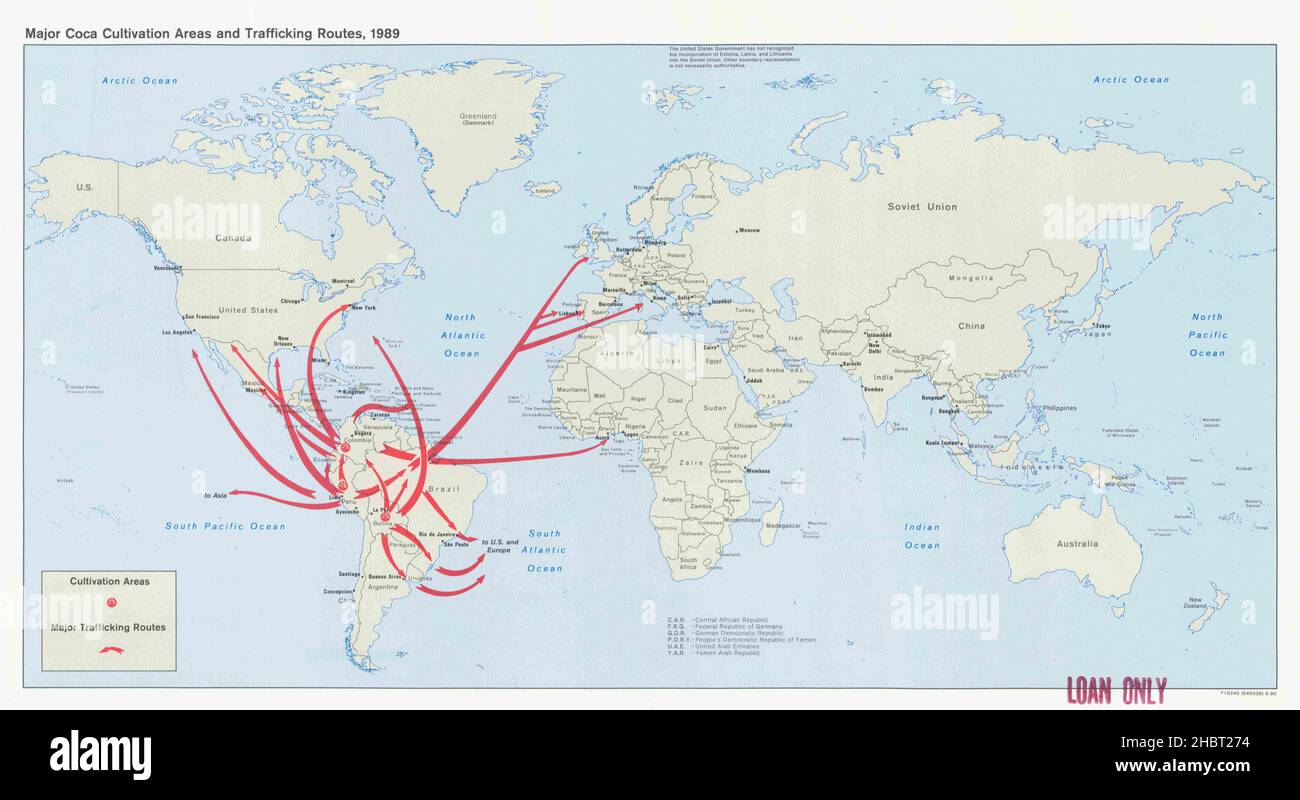 1990 Worldwide Coca Cultivation Map Stock Photo - Alamy