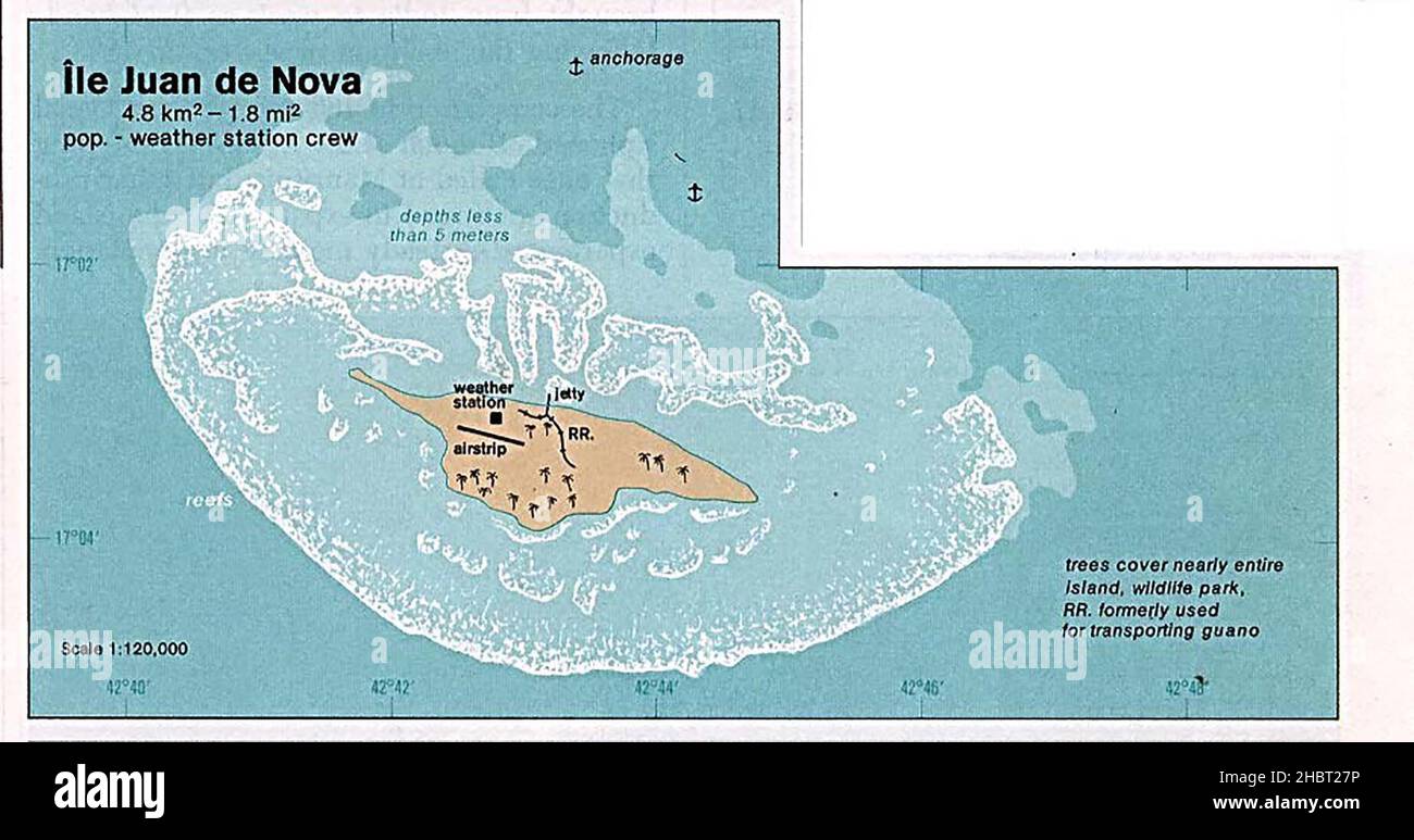 Map of Juan de Nova Island in the Indian Ocean ca. 1976 Stock Photo - Alamy
