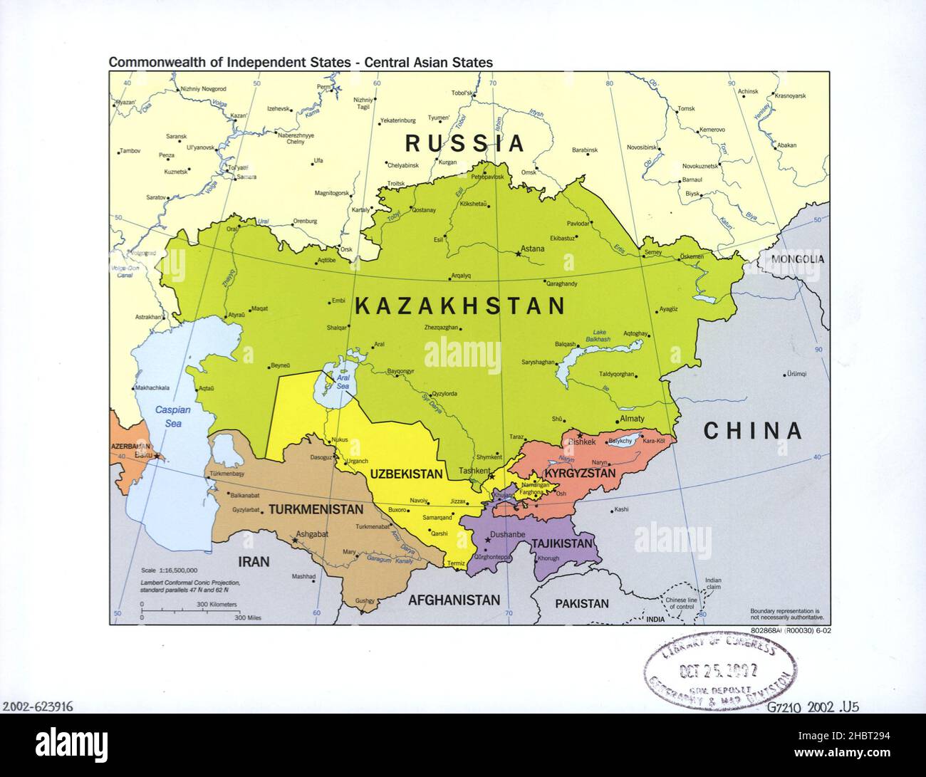 Commonwealth of Independent States, Central Asian States map ca. 2002 ...