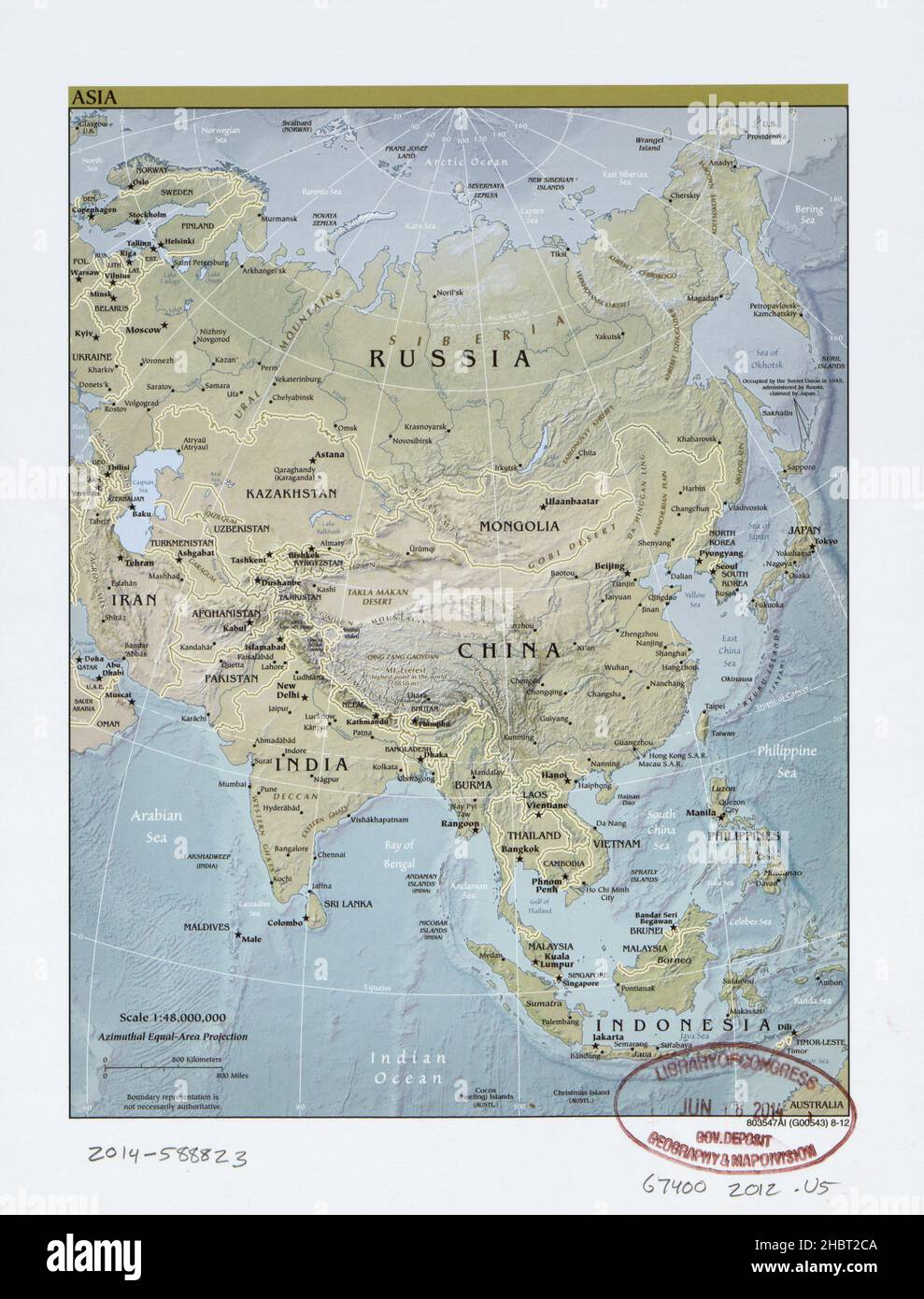 Map of Asia ca. 2012 Stock Photo - Alamy