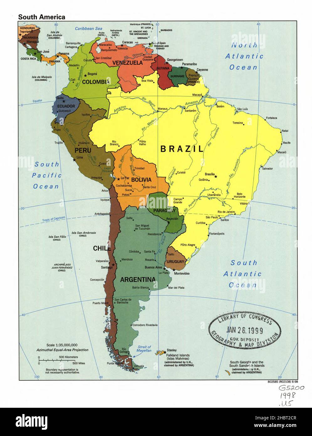 1998 map of south america hi-res stock photography and images - Alamy