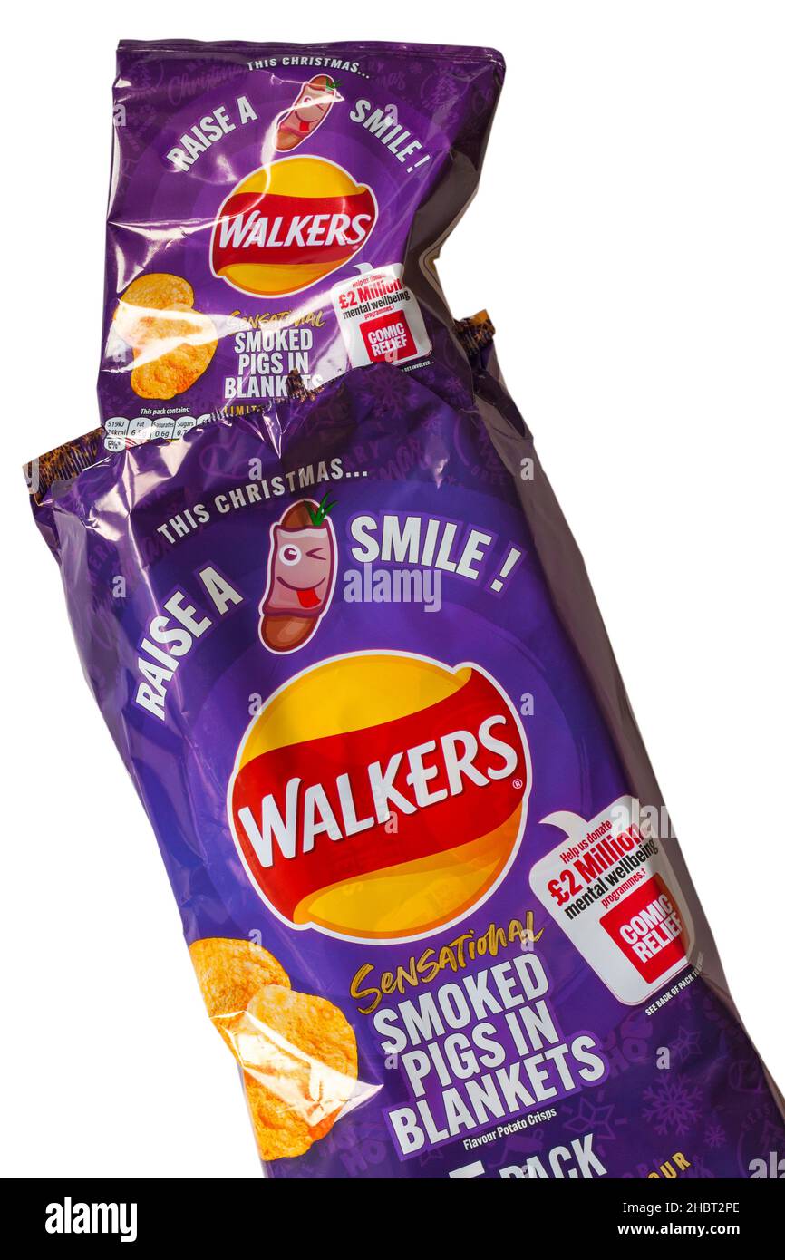 Multipack bag of Walkers Smoked Pigs in Blankets flavour potato crisps ...