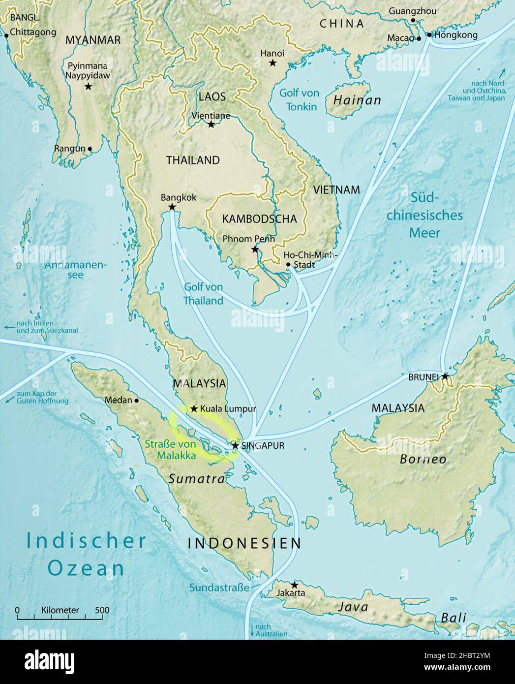 Map of the Strait of Malacca Stock Photo - Alamy