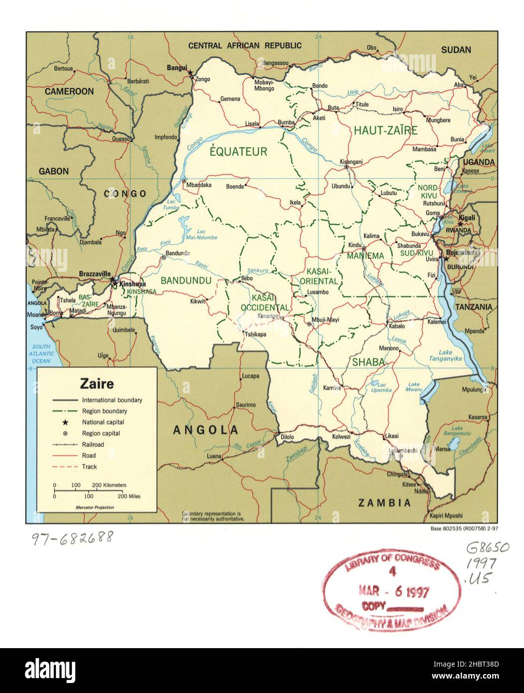 Map of Zaire ca. 1997 Stock Photo - Alamy