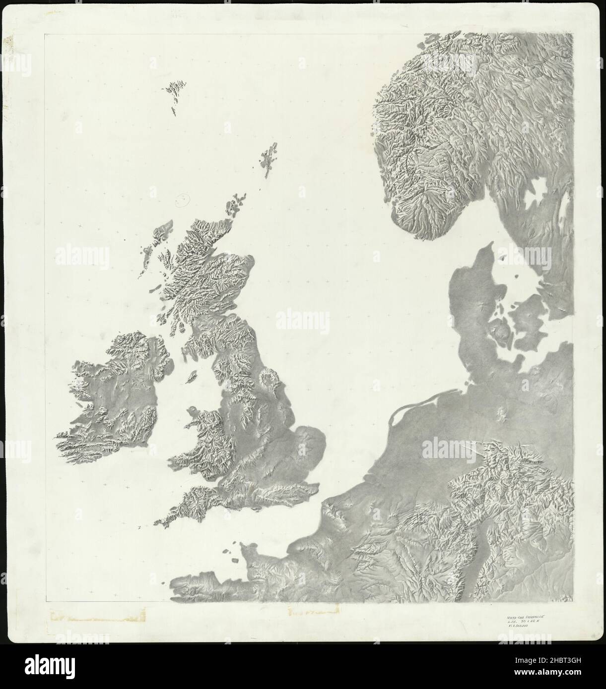 North Sea Reference - shaded relief map ca. 1958 Stock Photo - Alamy