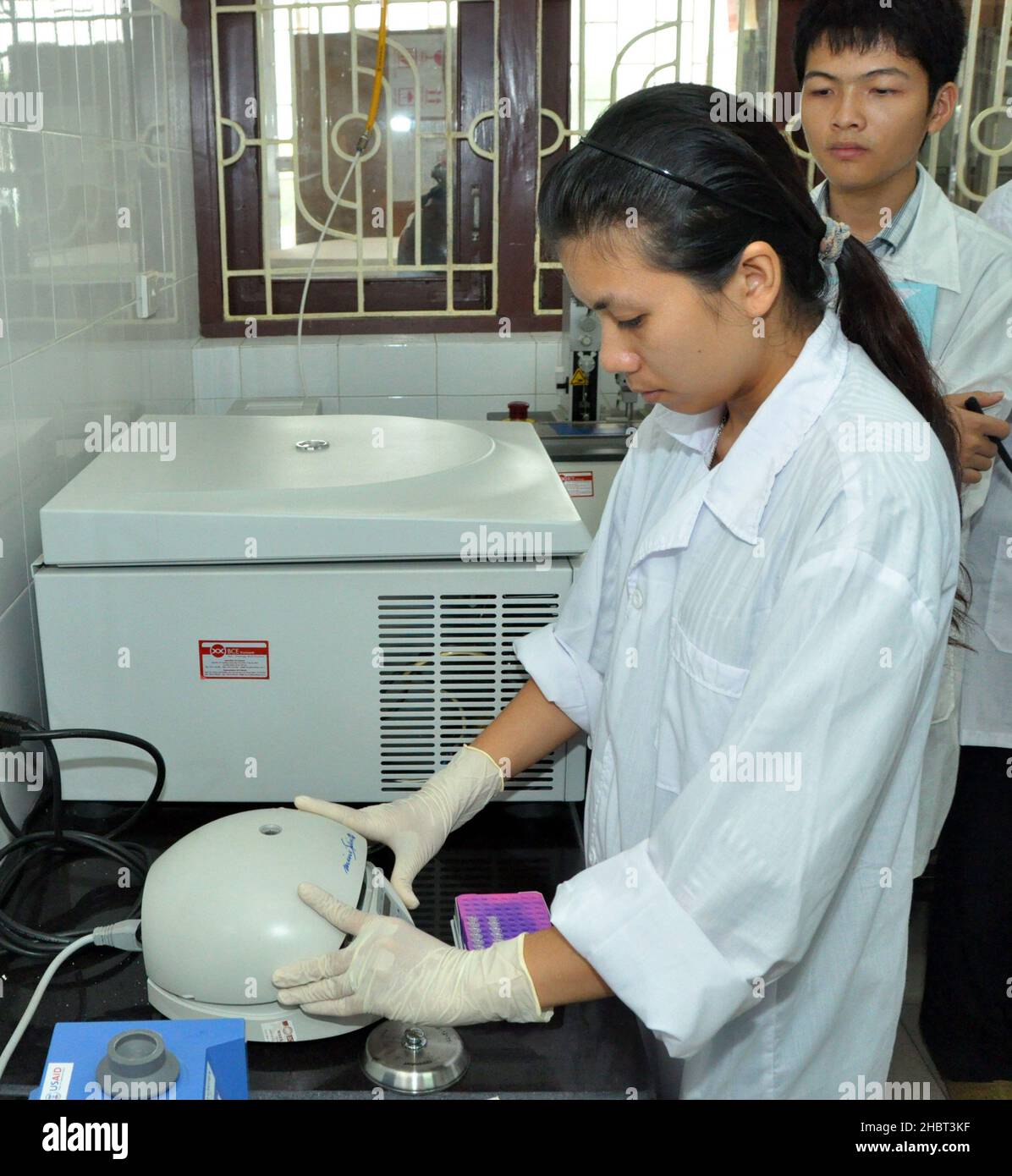 2010s Vietnam: Animal virus detection lab training in Hanoi ca. 7 ...