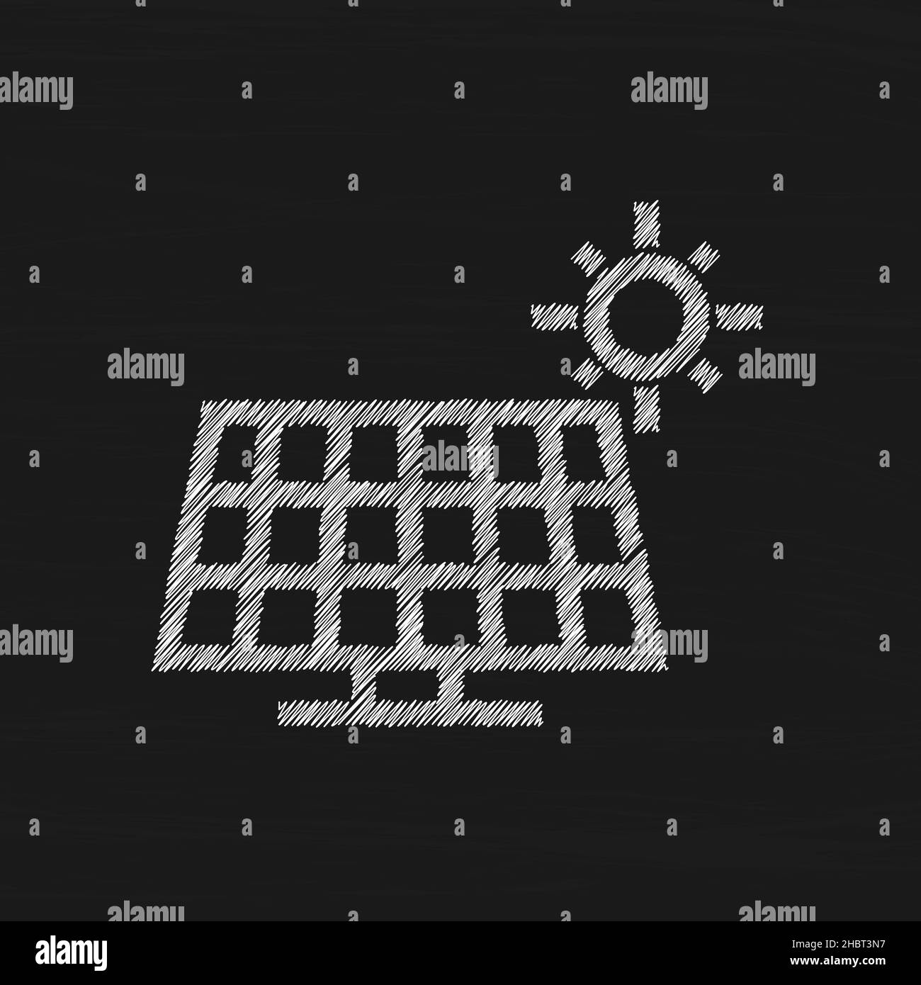 Solar energy sketch vector icon. Renewable energy, solar panels station ...