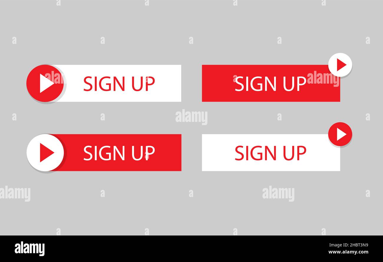 Sign up red and white buttons vector illustration for web Stock Vector ...