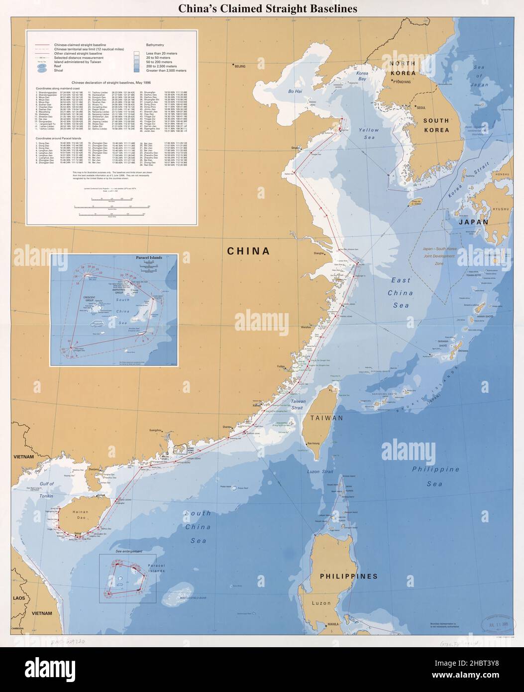 China claimed straight baselines map hi-res stock photography and ...