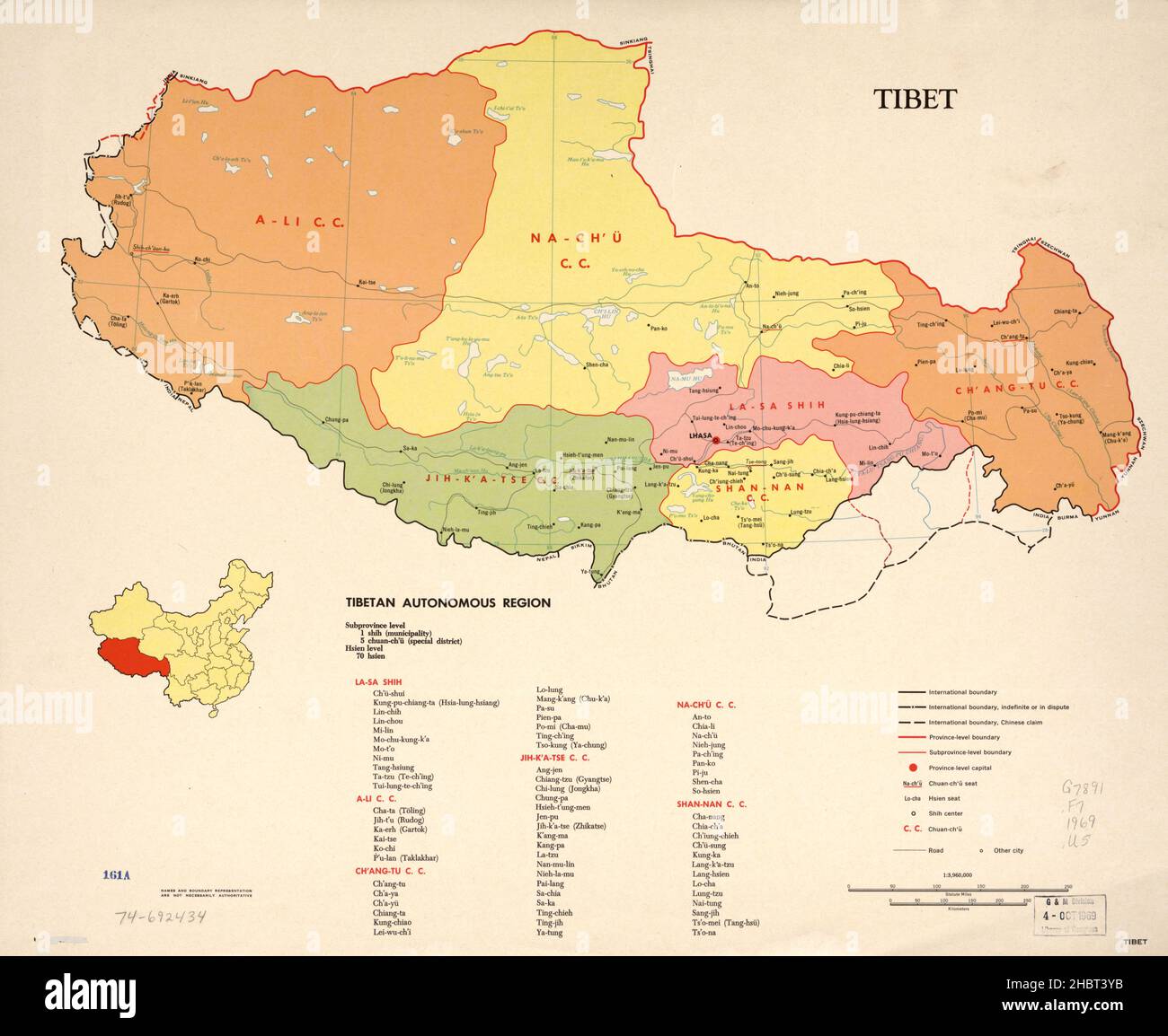1969 tibet map hi-res stock photography and images - Alamy