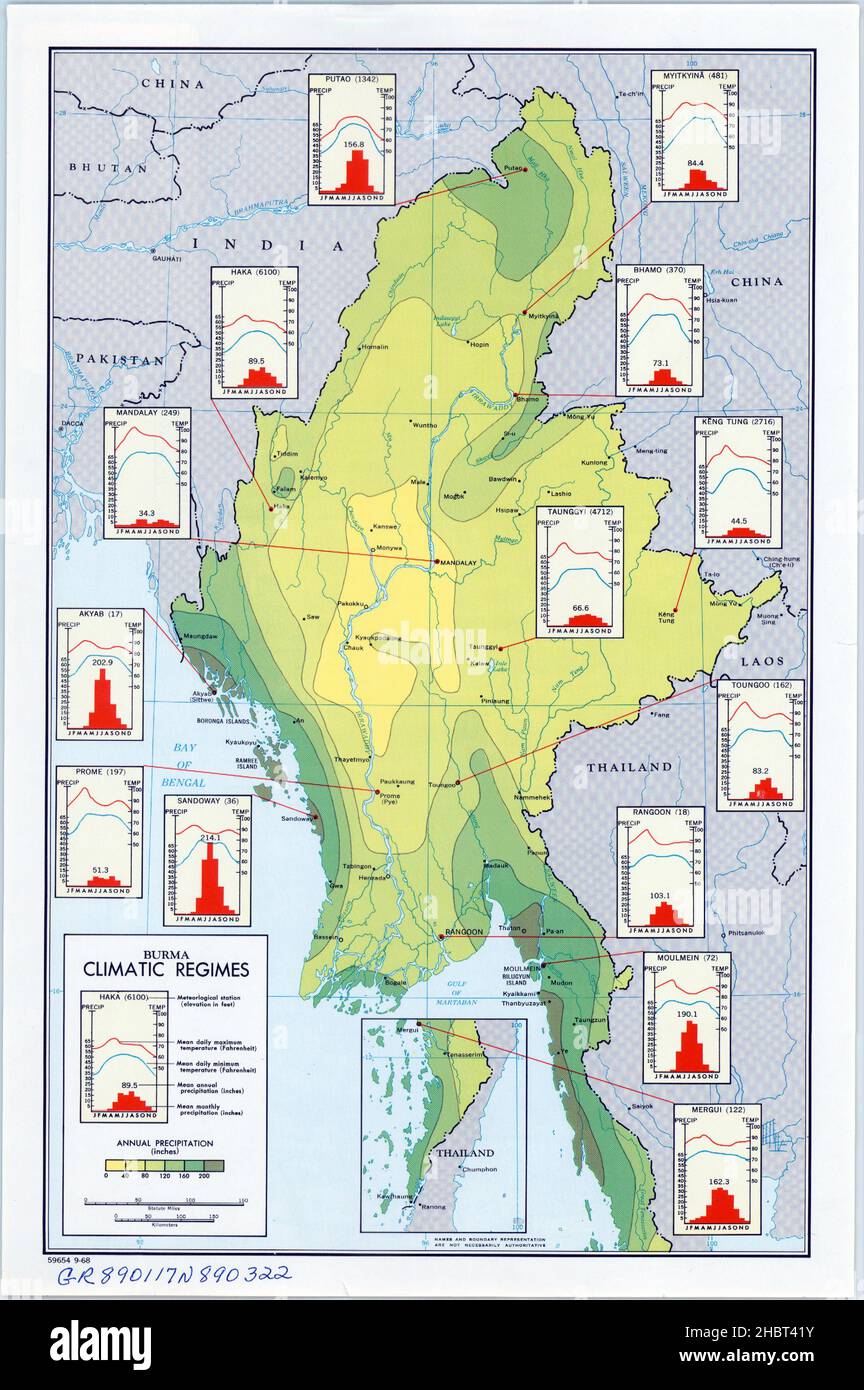 1960s myanmar climate regions map hi-res stock photography and images ...