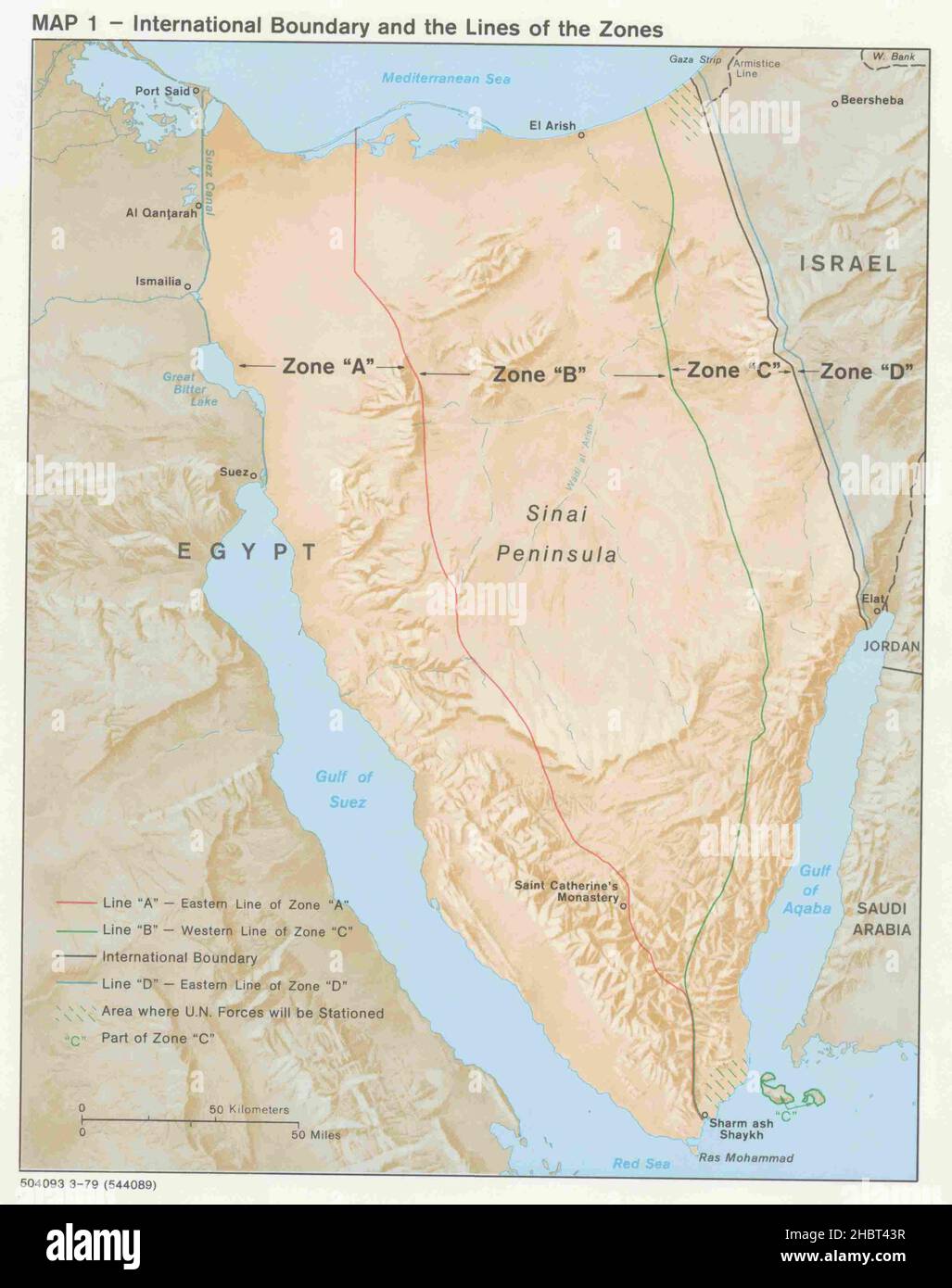 1979 Sinai zones map Stock Photo - Alamy