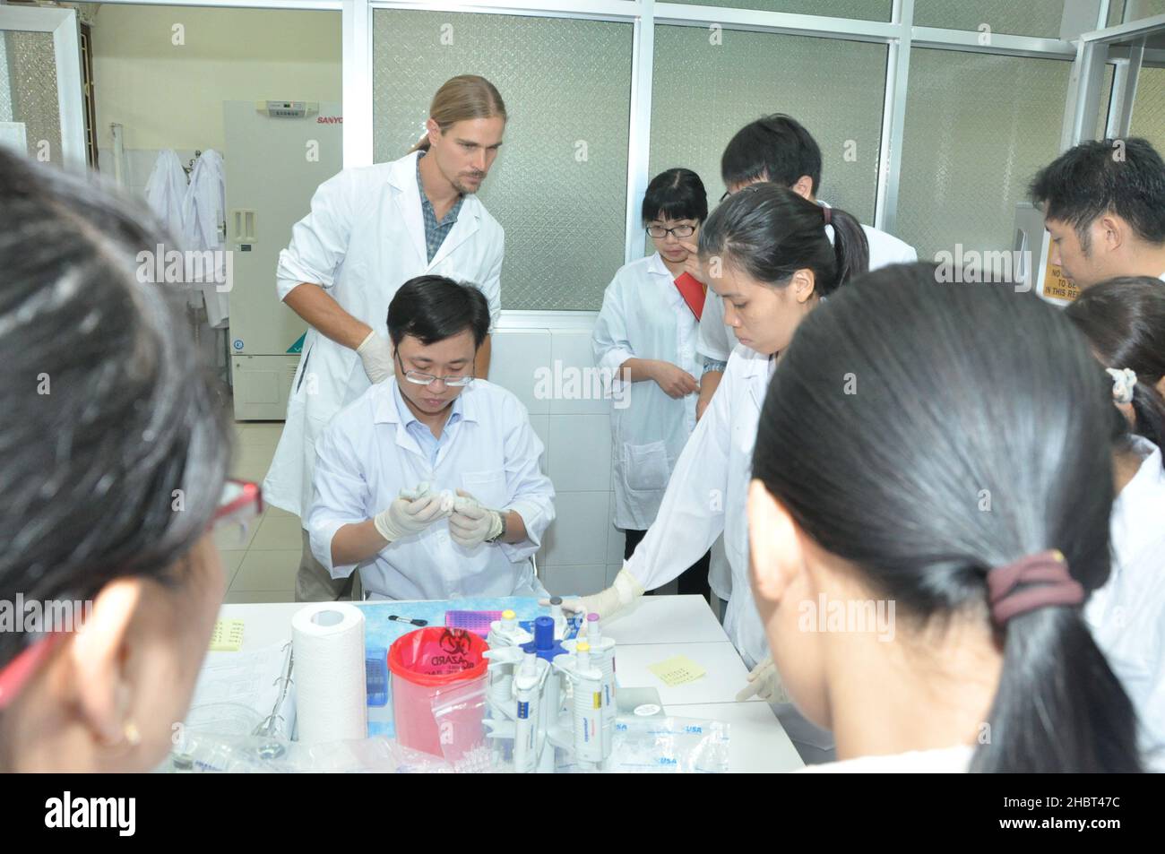 2010s Vietnam: Animal virus detection lab training in Hanoi ca. 7 ...