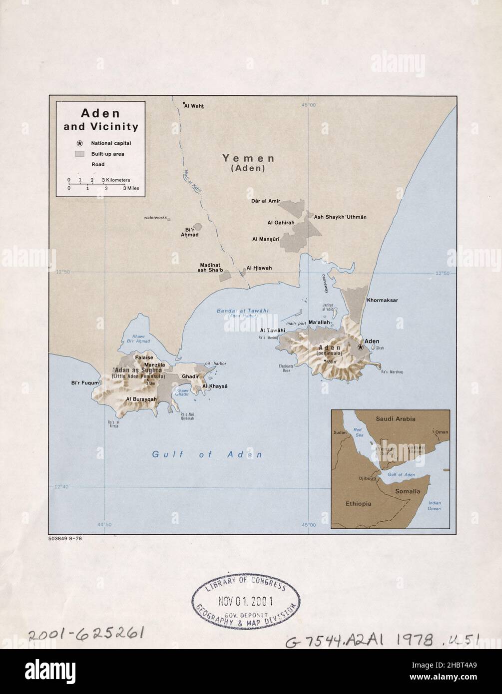 Map of Aden and vicinity ca. 1978 Stock Photo - Alamy