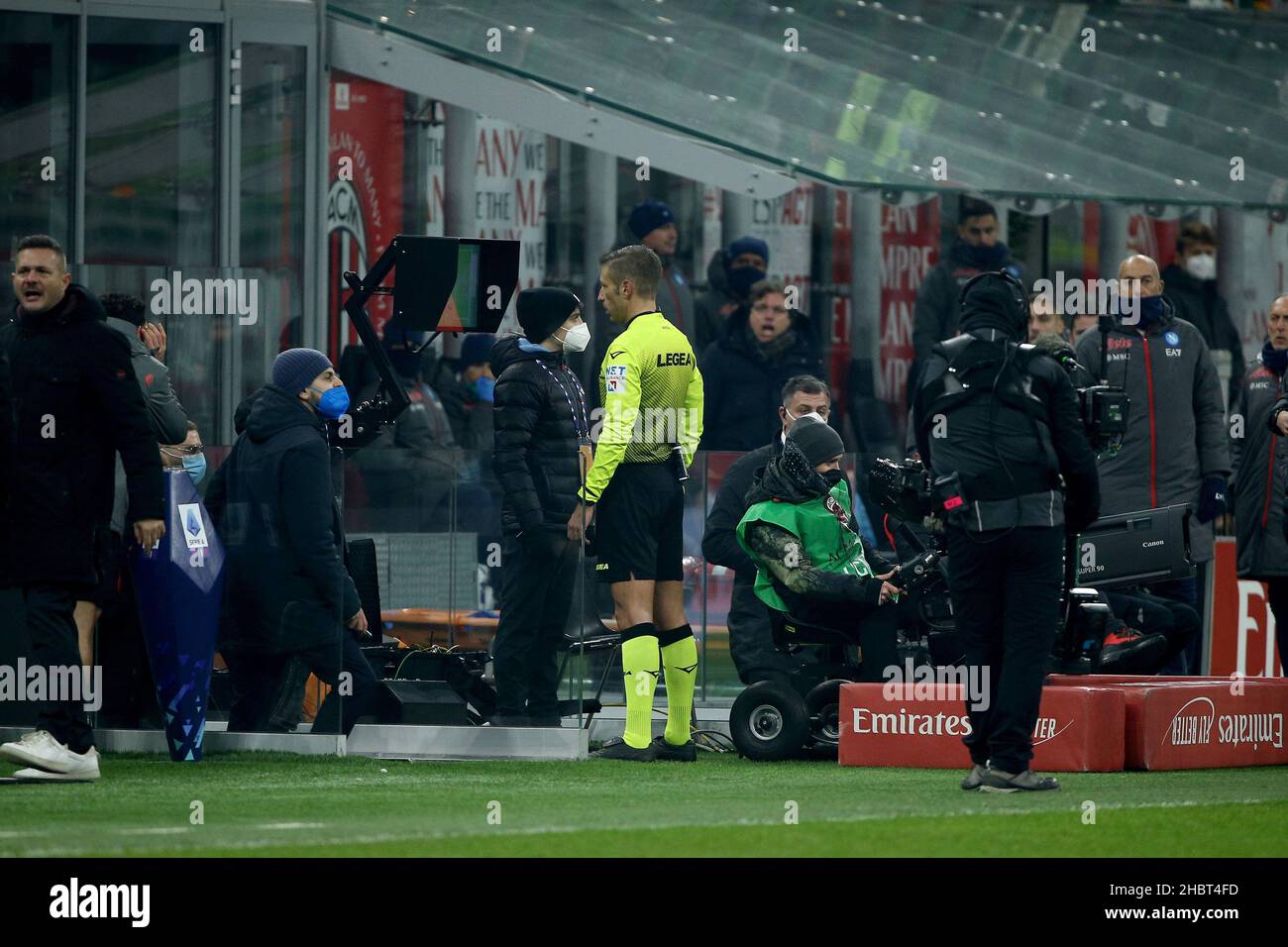 Davide Massa referee controls the Var during the 2021/22 Serie A ...