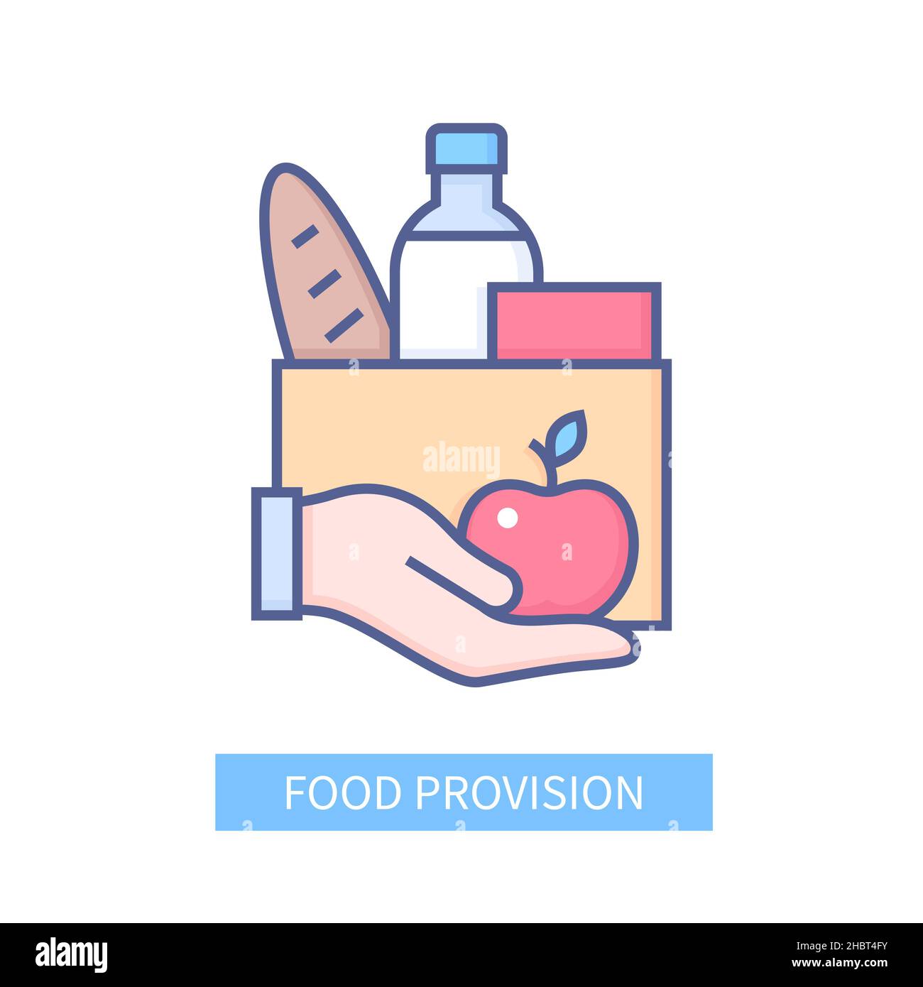 Food provision - modern colored line design style icon on white ...