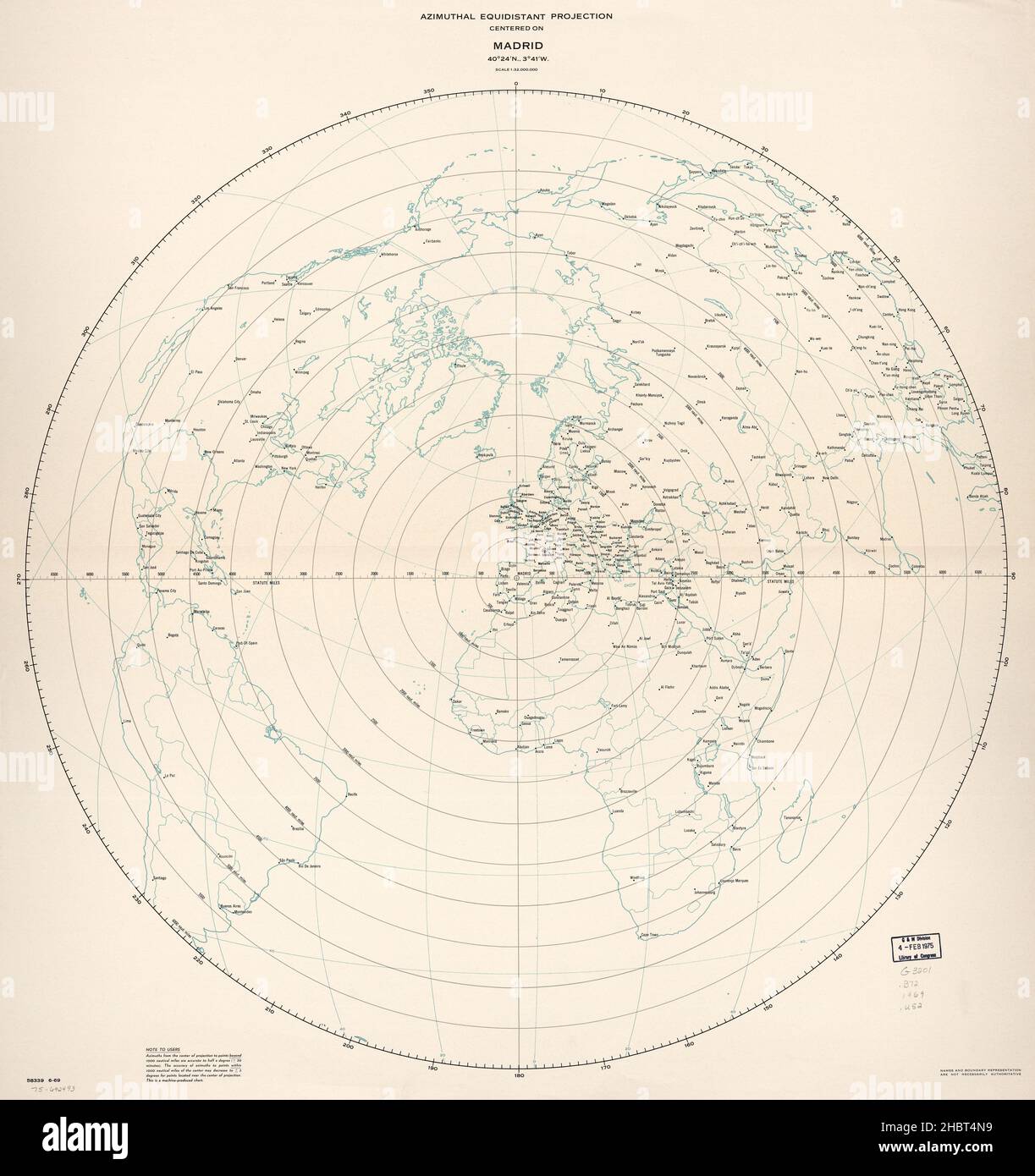 Azimuthal map centered on madrid hi-res stock photography and images ...