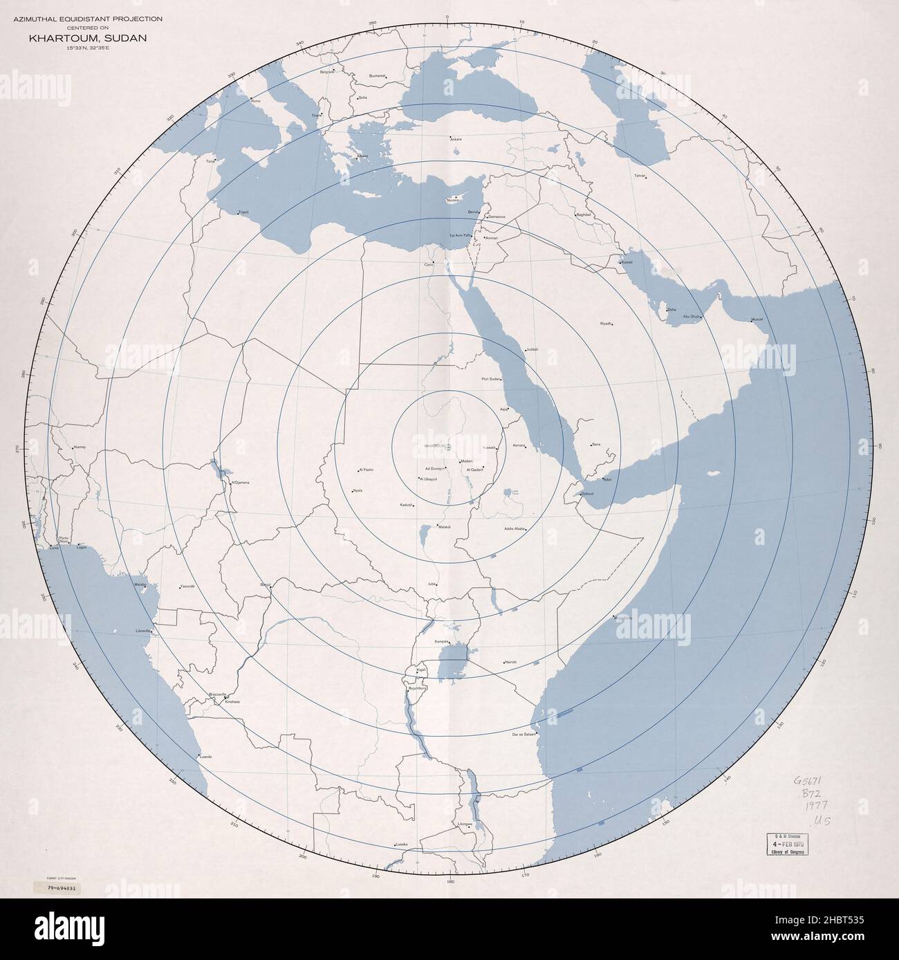 Azimuthal map centered on khartoum hi-res stock photography and images ...