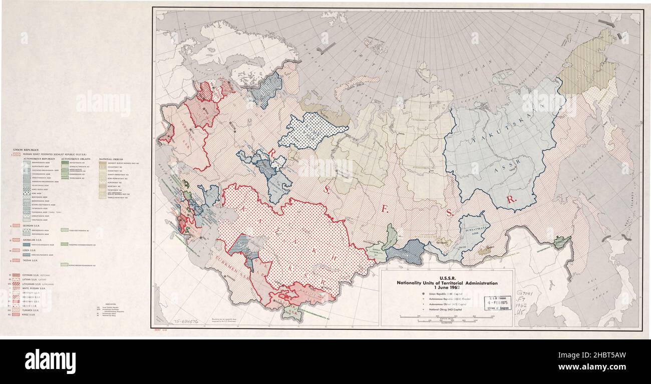 U.S.S.R.- Nationality units of territorial administration map ca. 1962 ...