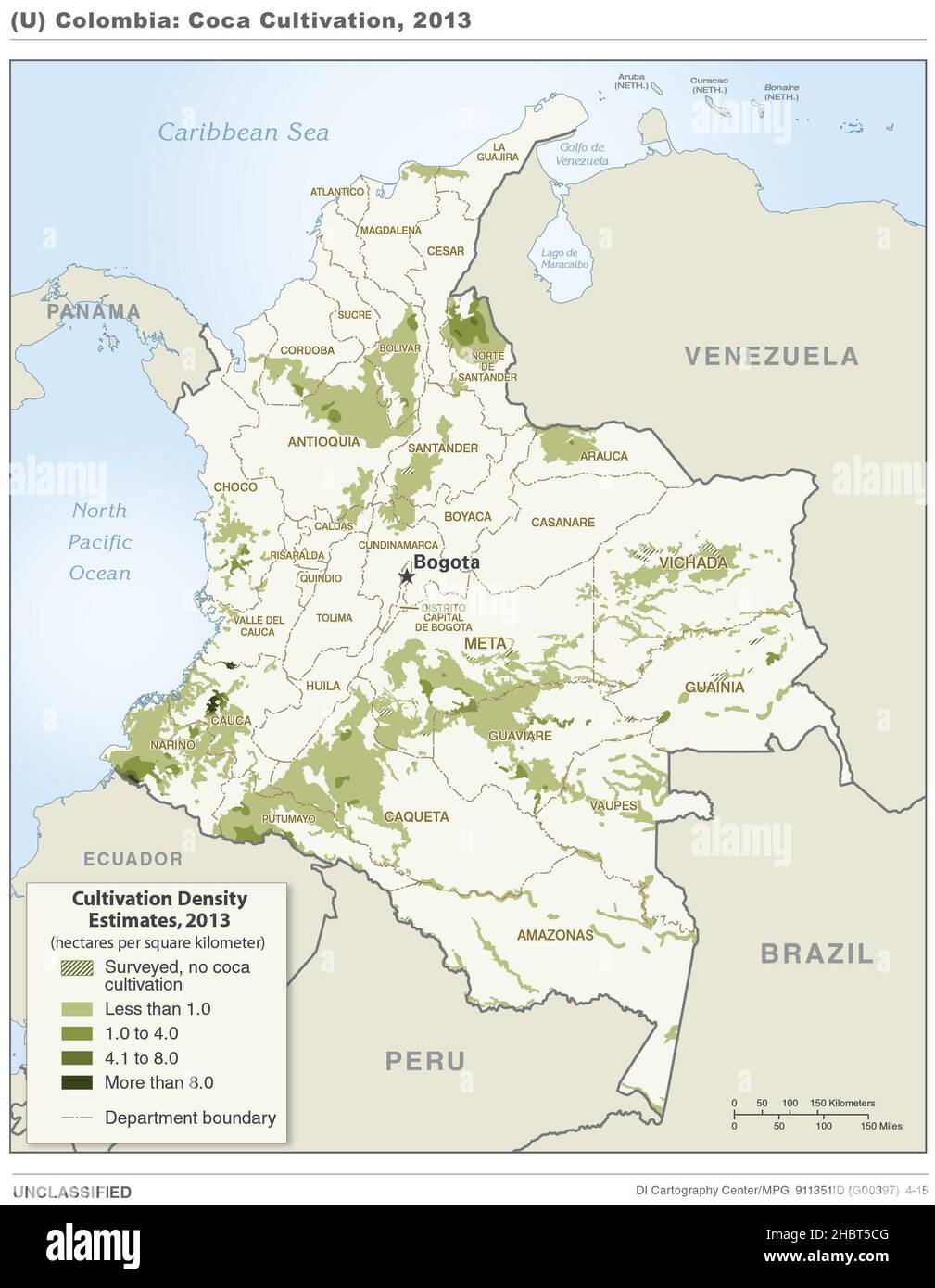 2015 Colombia Coca Cultivation map Stock Photo - Alamy