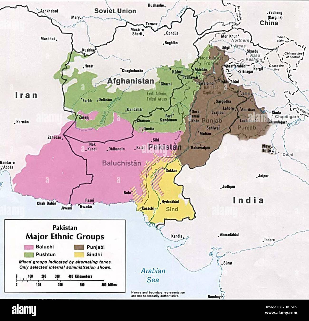 Map of the four major ethnic groups of Pakistan in 1980 Stock Photo - Alamy