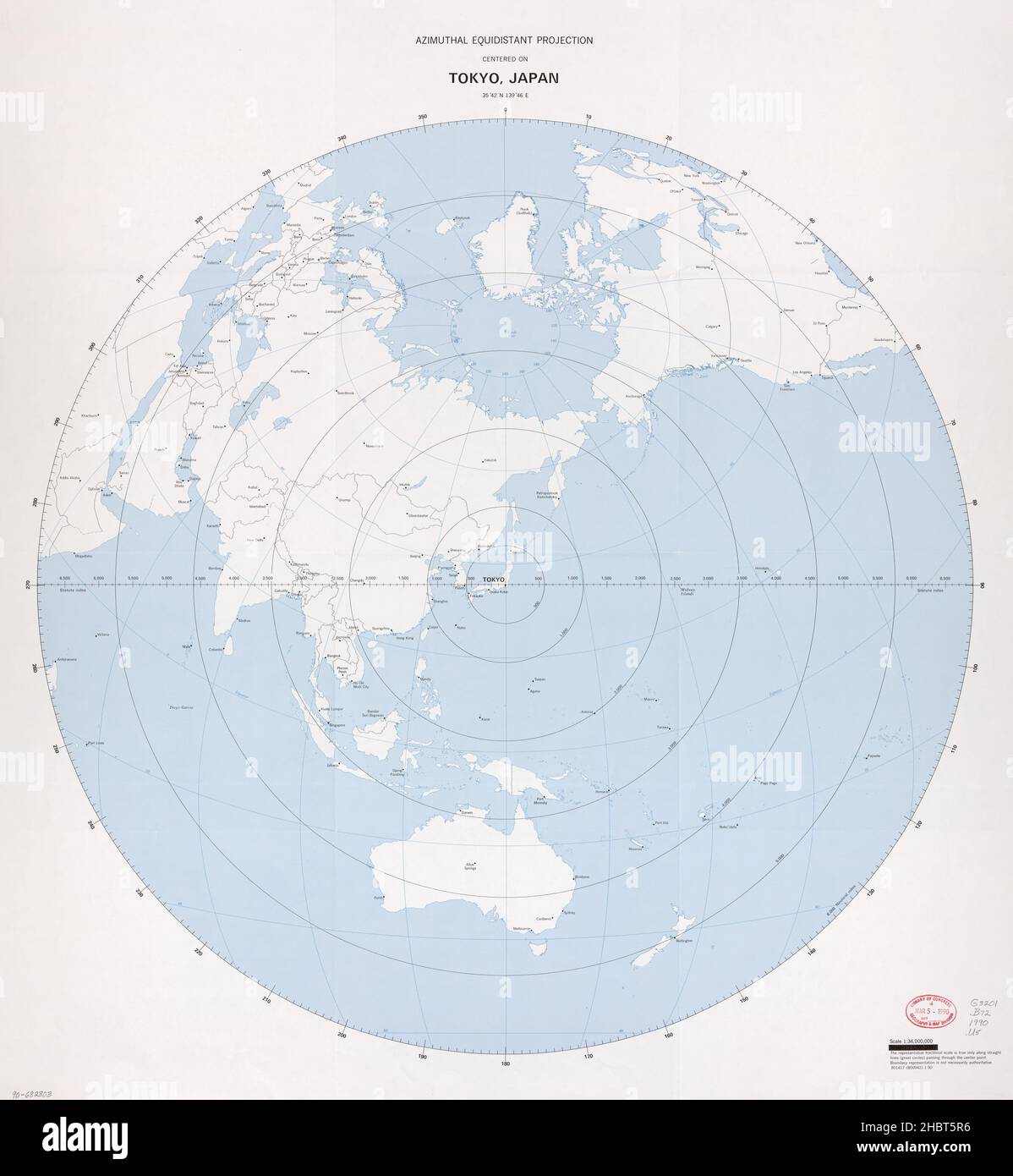 Antimuthal map centered on tokyo hi-res stock photography and images ...
