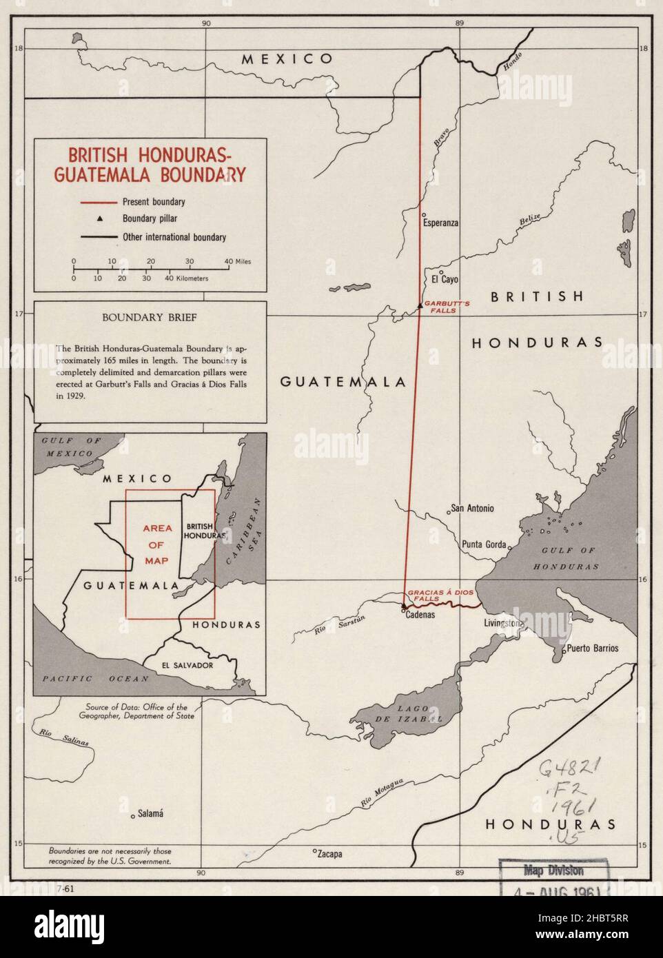 1961 british honduras boundary map hi-res stock photography and images ...