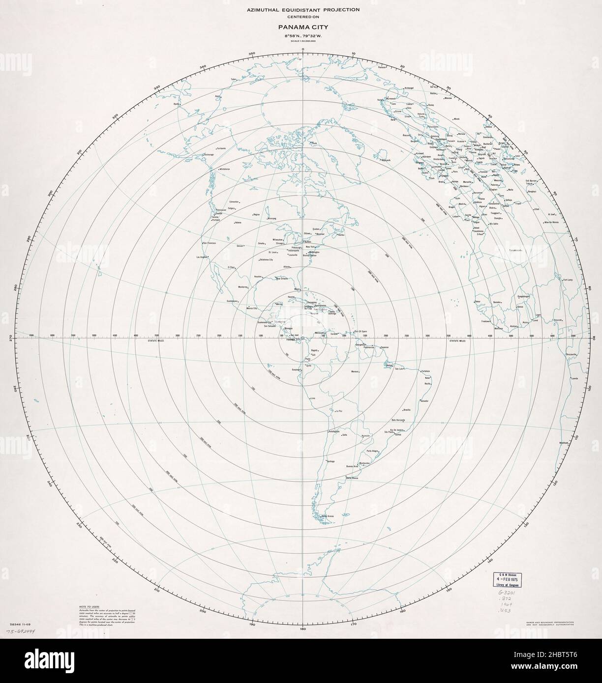 Azimuthal map centered on panama city hi-res stock photography and ...