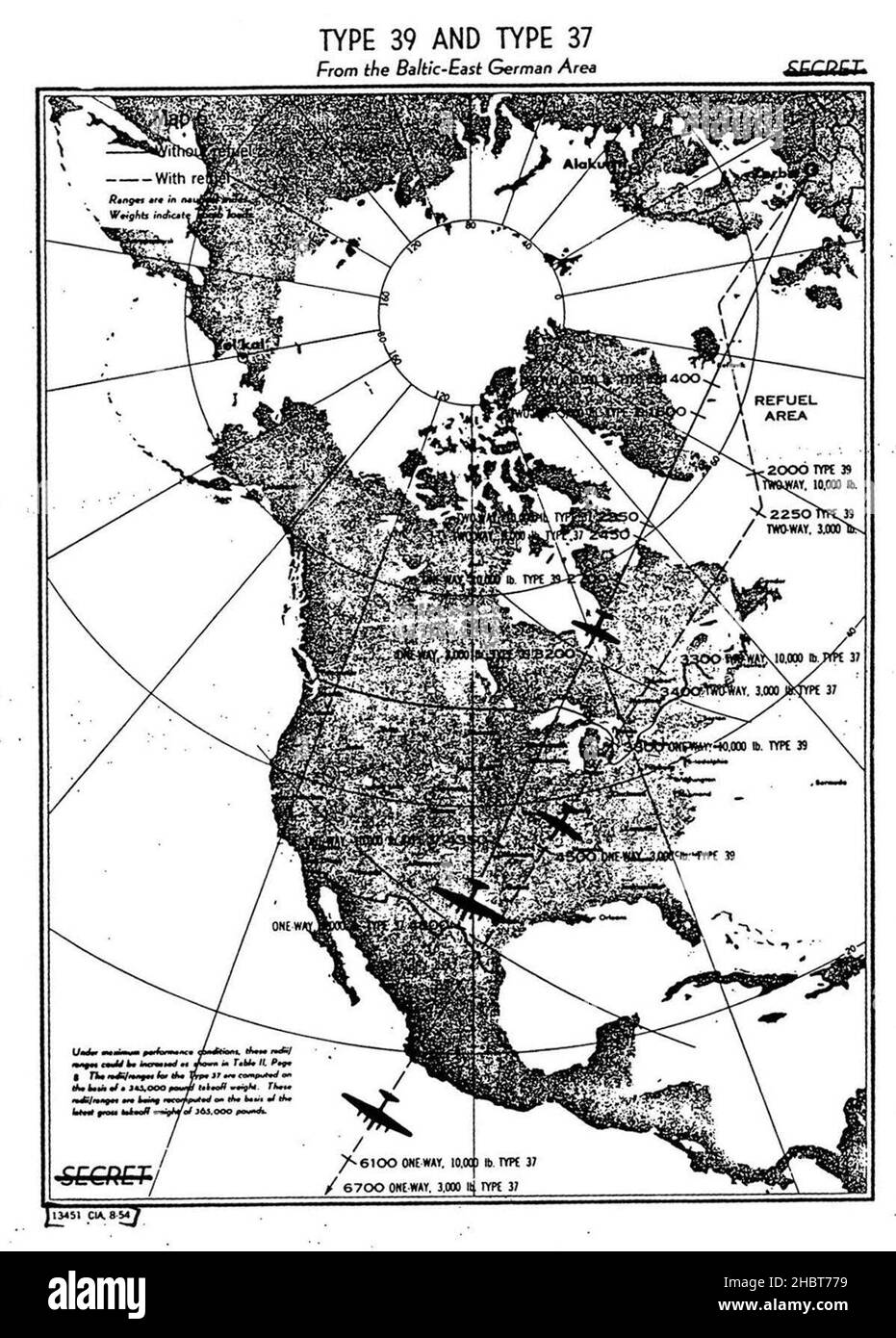 Map of Soviet Gross Capabilities for Attacks on the US with Tupolev Tu ...