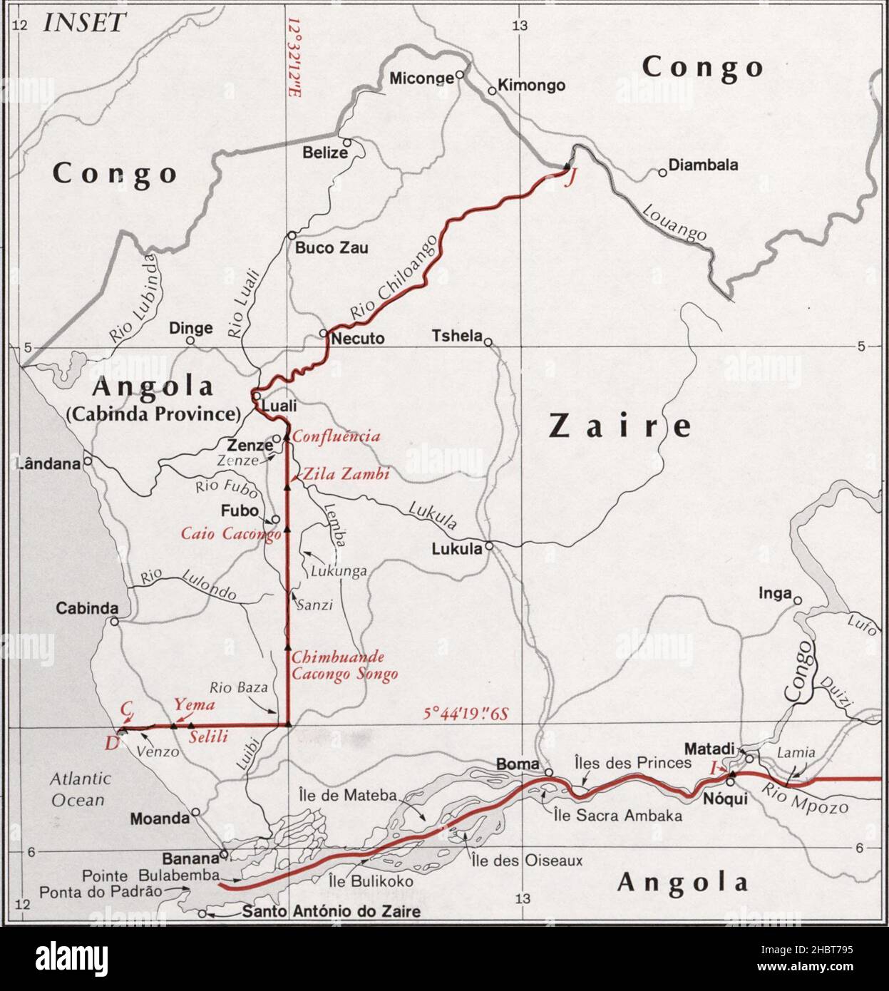 Zaire boundary with angola and congo map hi-res stock photography and ...