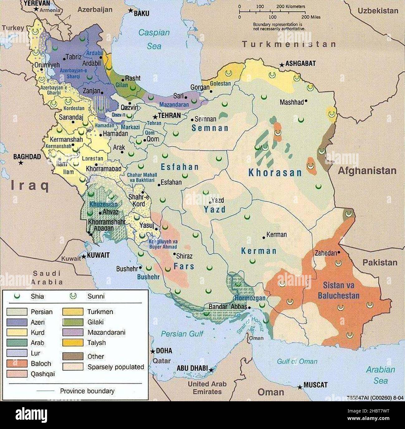 Map of iran ethnoreligious distribution map hi-res stock photography ...