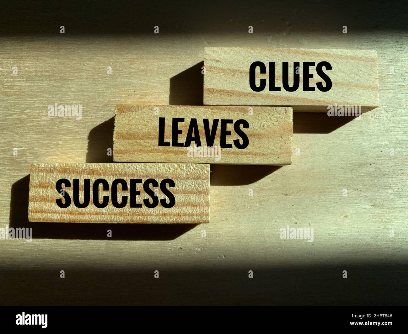 Success leaves clues text on wooden blocks - motivational and ...