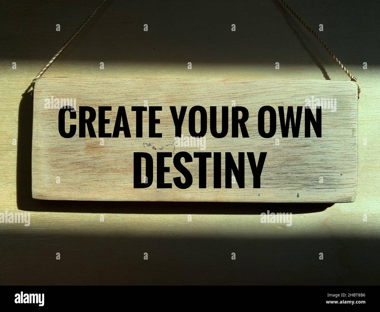 Create your own destiny text on a wood block Stock Photo - Alamy