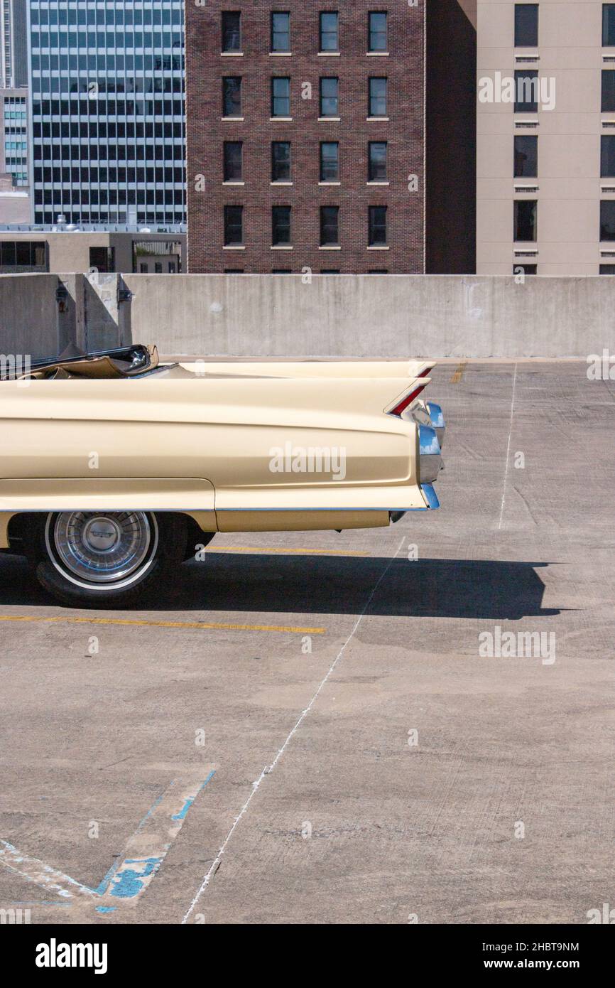 rear end of cream coloured 1962 vintage Cadillac coupe de ville parked ...