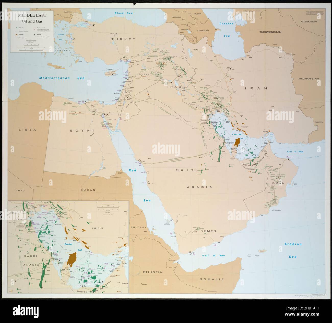 1993 cia middle east oil and gas map hi-res stock photography and ...
