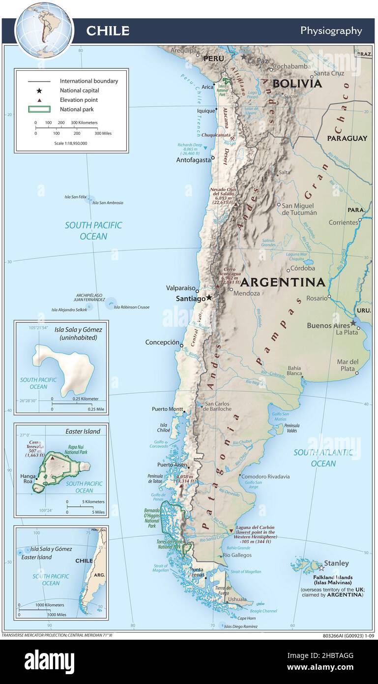 Topographic map of chile Cut Out Stock Images & Pictures - Alamy